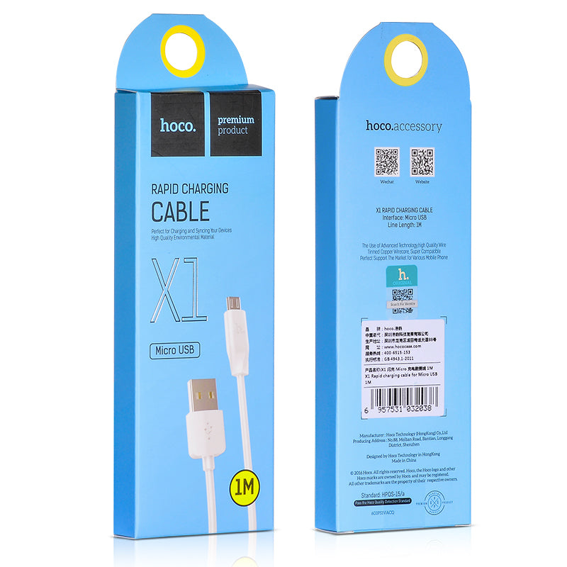 USB cable Hoco X1 microUSB 1.0m white – GSMarena.lt